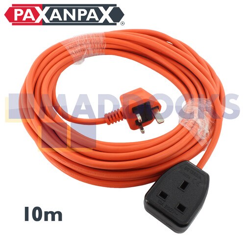 Universal Orange Extension Lead & Plug Assembly with Trailing Socket (3 ...